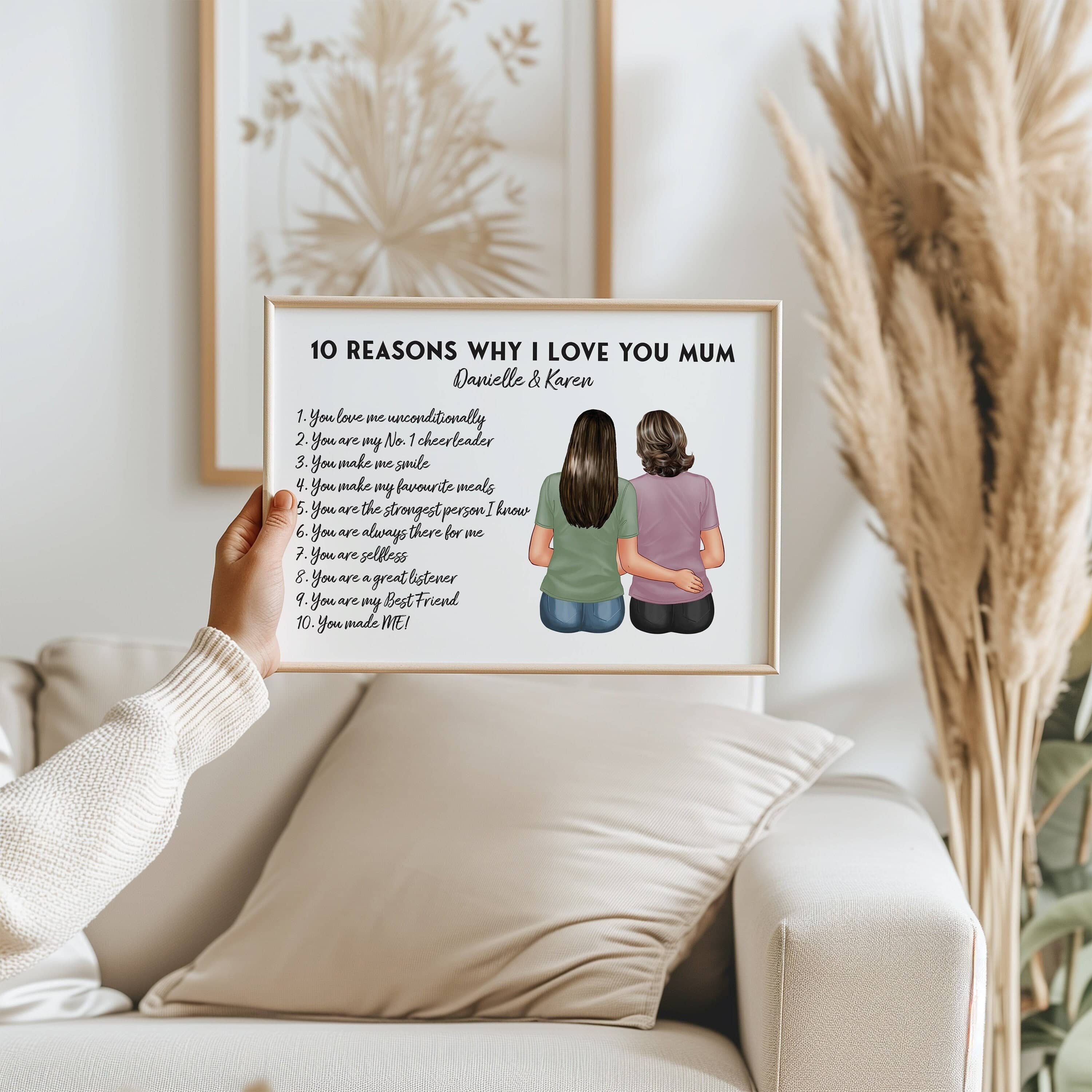 10 Reasons why I love you Mum Gift, Mothers Day, Custom Portrait Print ...