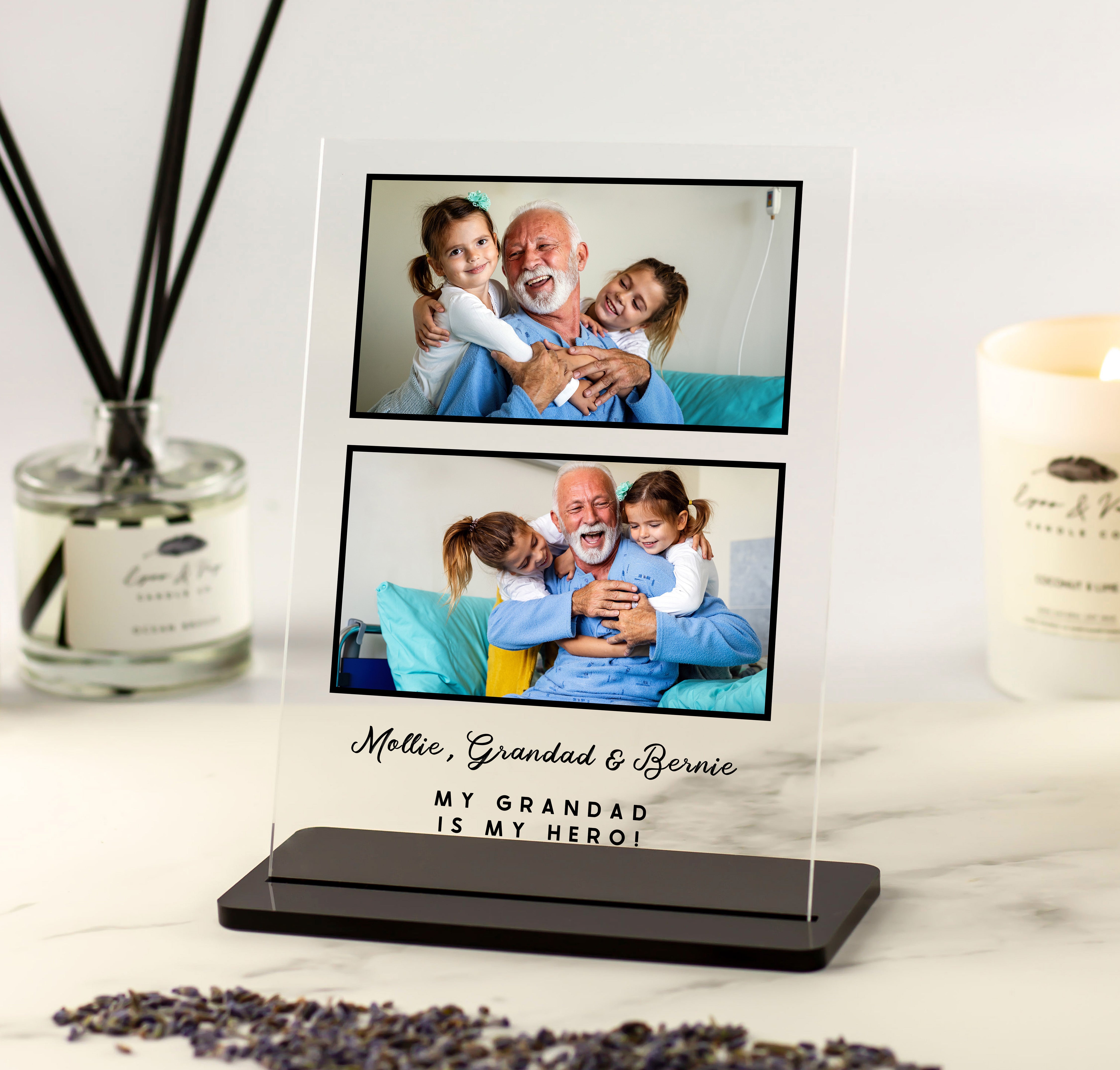'My Grandad is my Hero!' - Acrylic Photo Plaque with stand ...