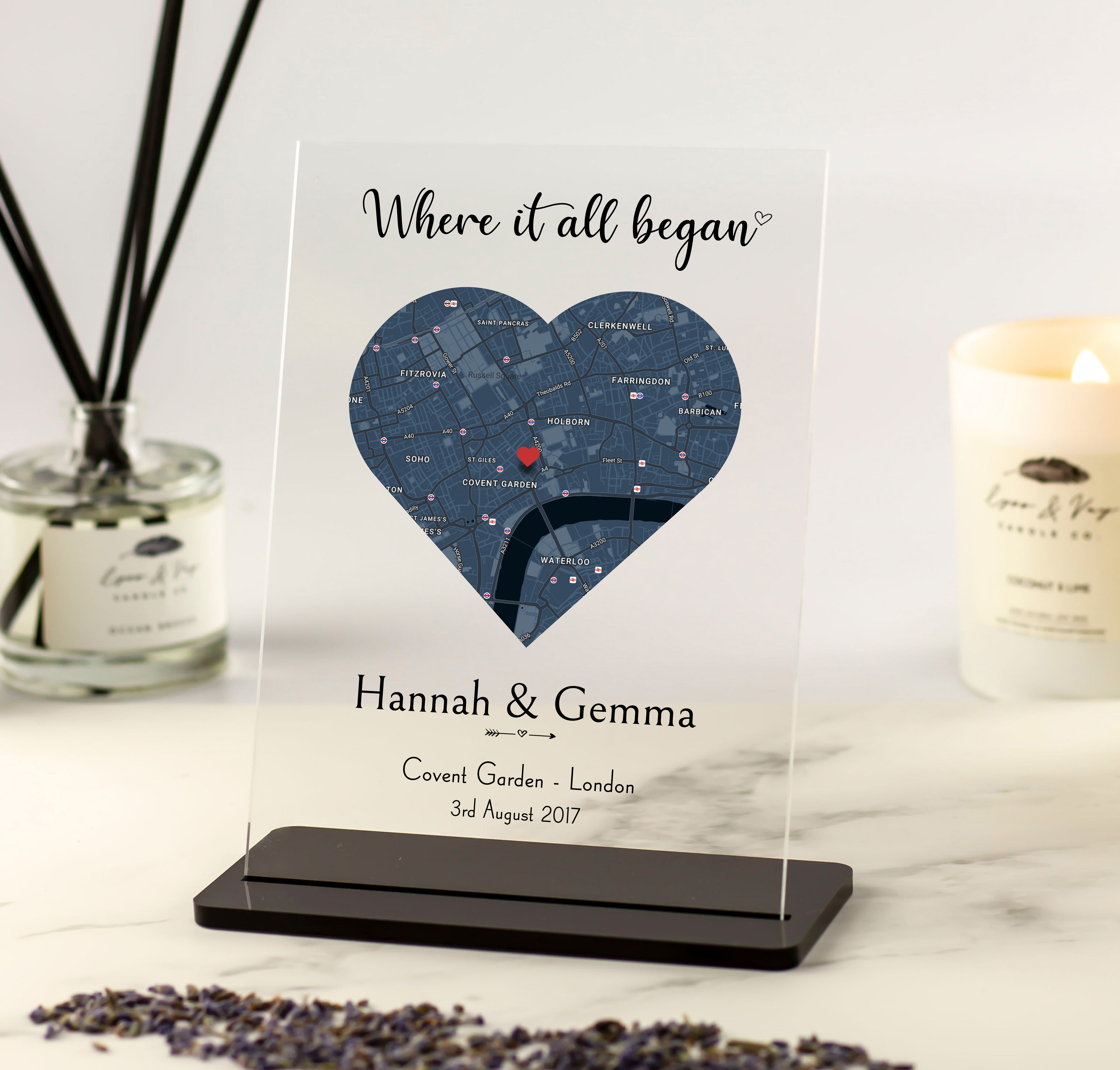 Where We Met Map Gift – Personalised First Date Map Plaque ...