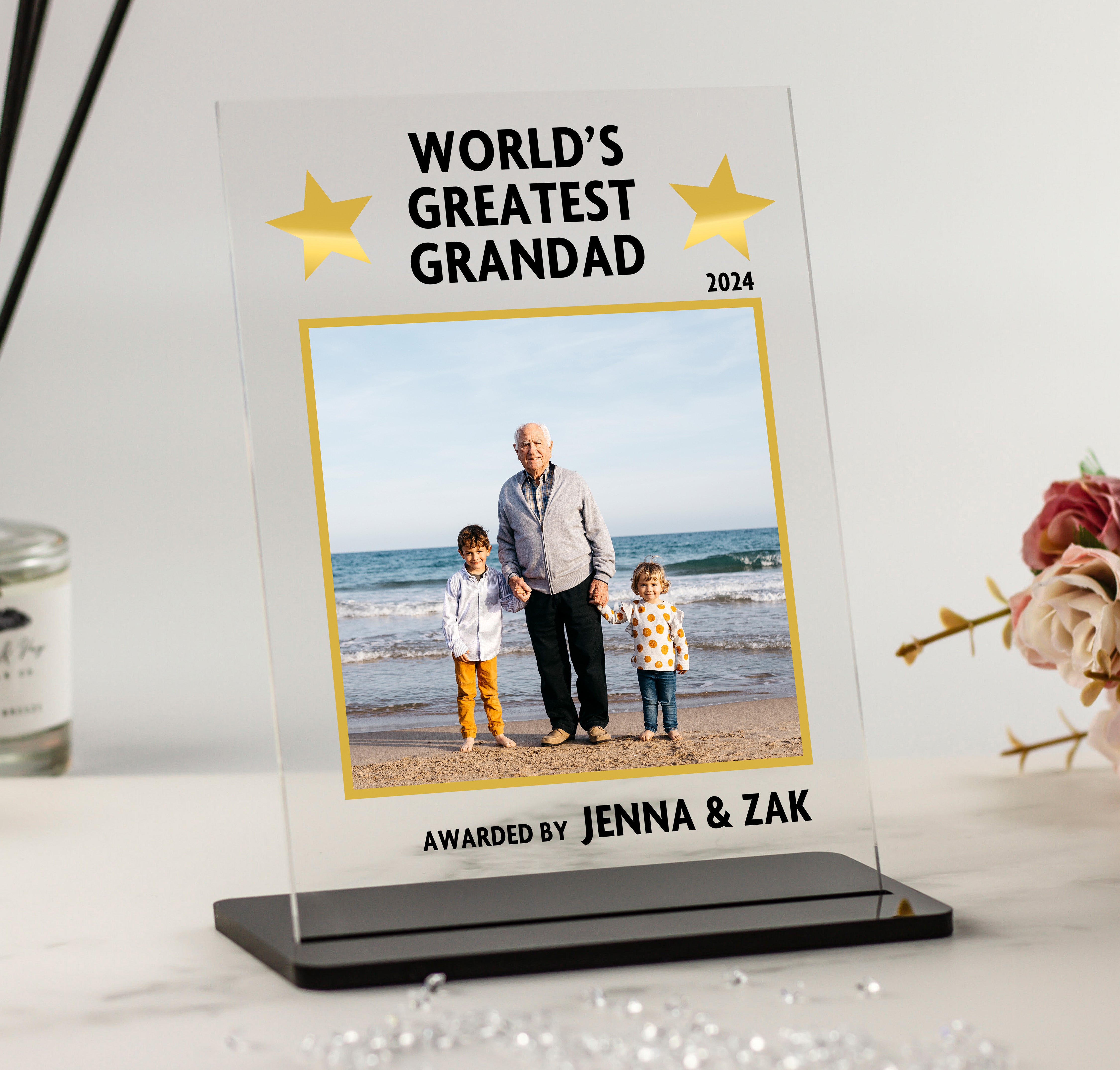 'World's Greatest Grandad Award' - Acrylic Photo Plaque with stand ...