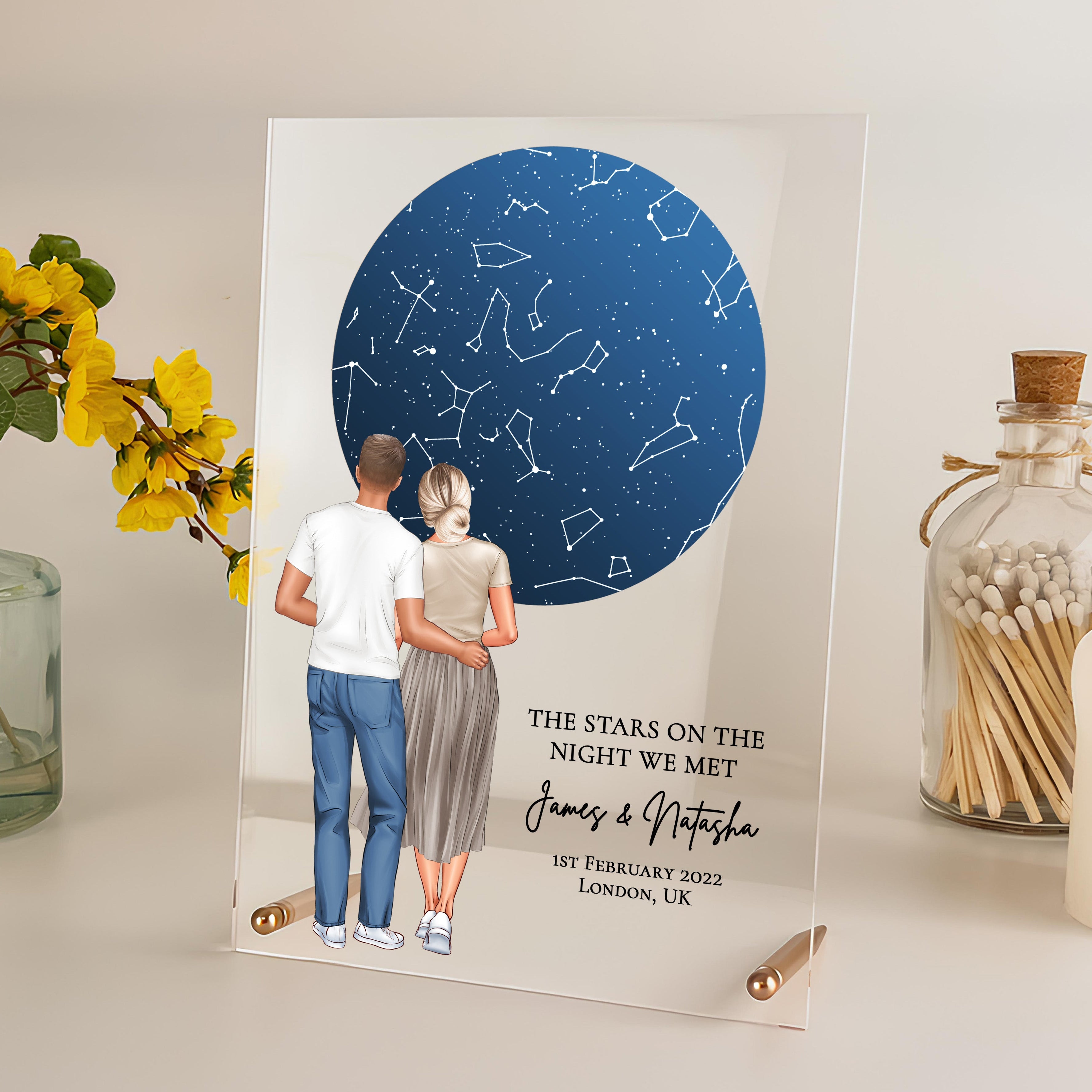 Personalised Couple Star Map Acrylic Plaque | Valentine’s & Anniversary ...