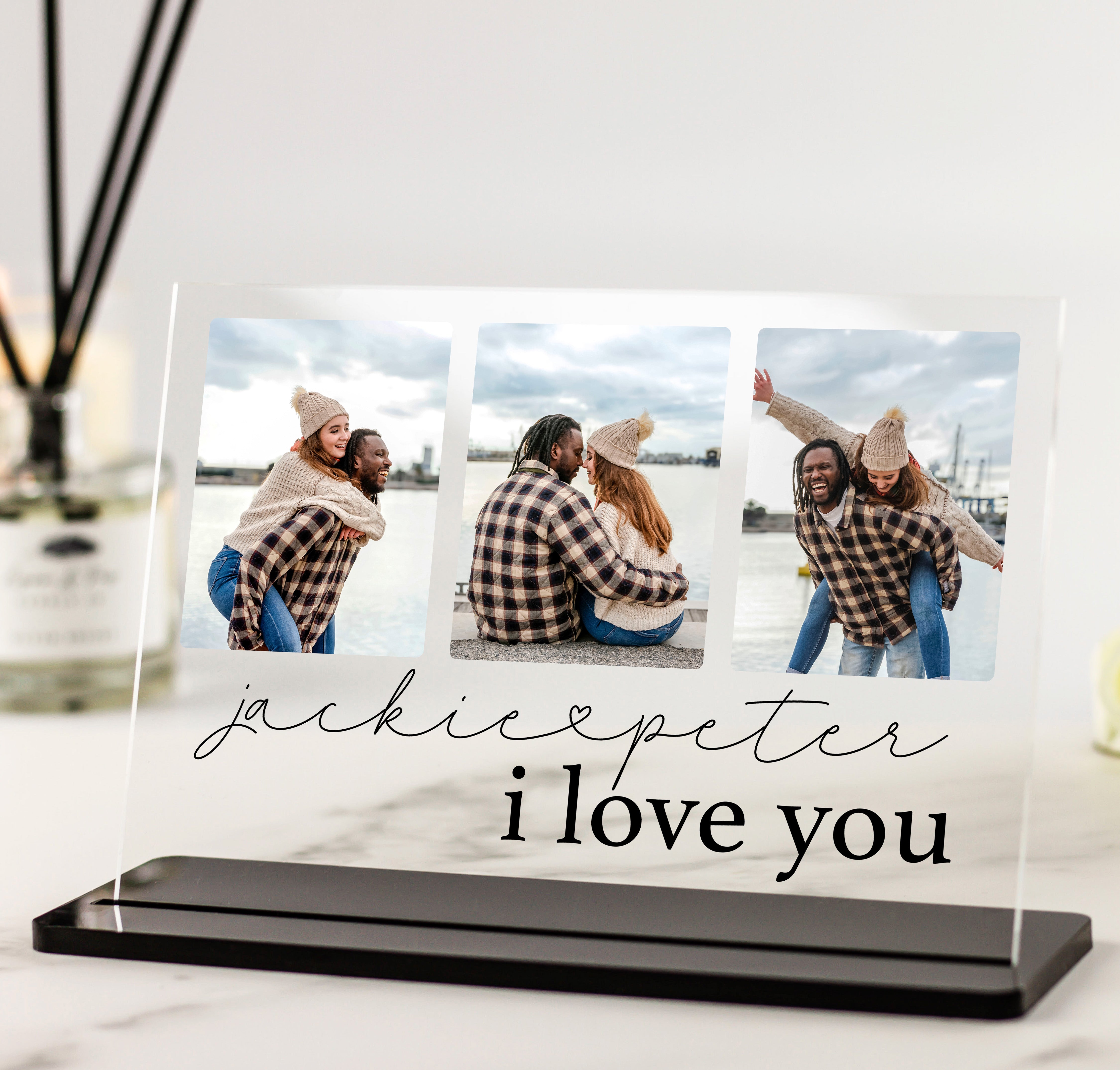 'I Love You', Couple 3 Photo Gift - Acrylic Plaque – PersonalisedBee