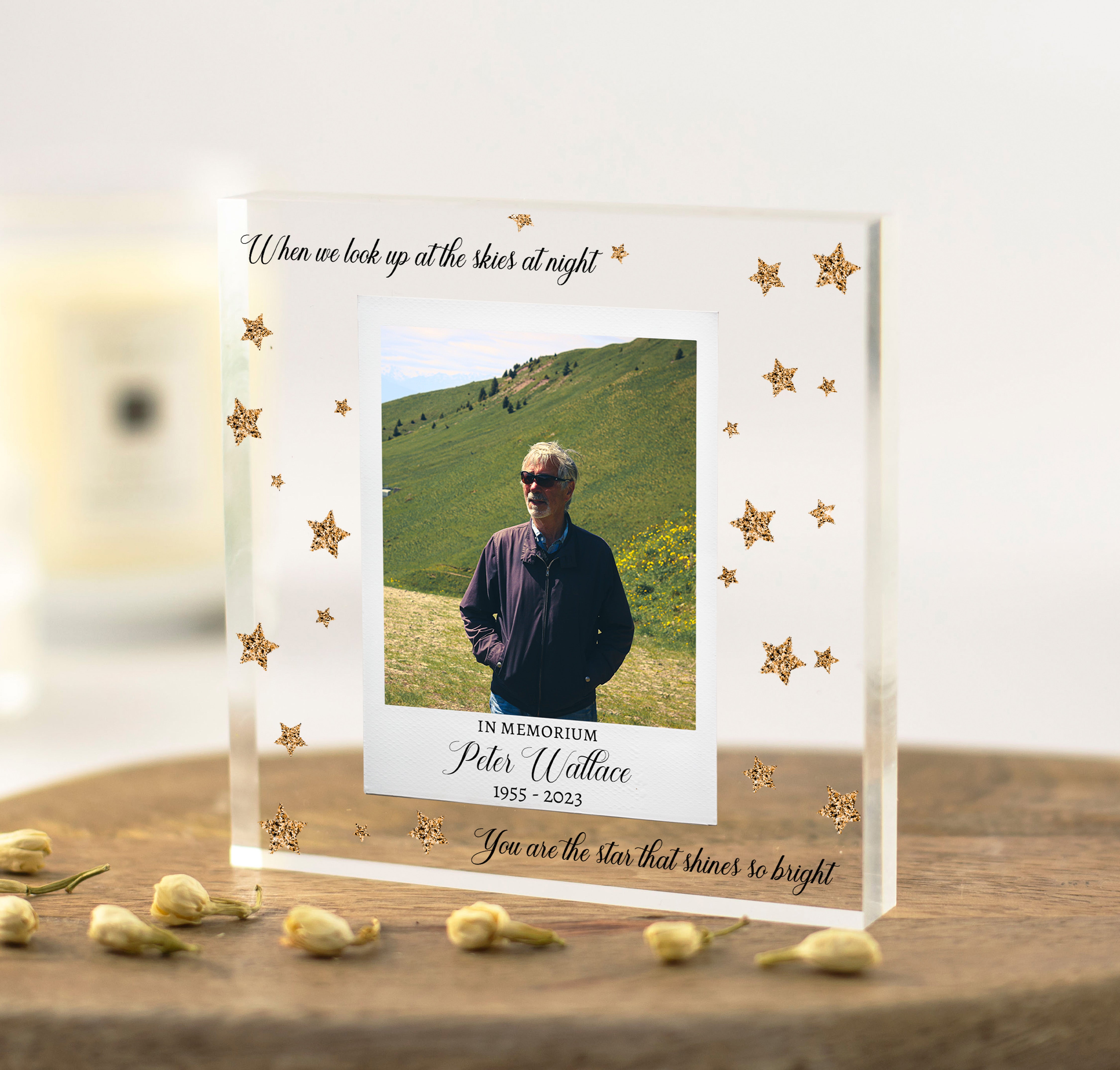 Memorial Stars Polaroid - Acrylic Photo Block – PersonalisedBee