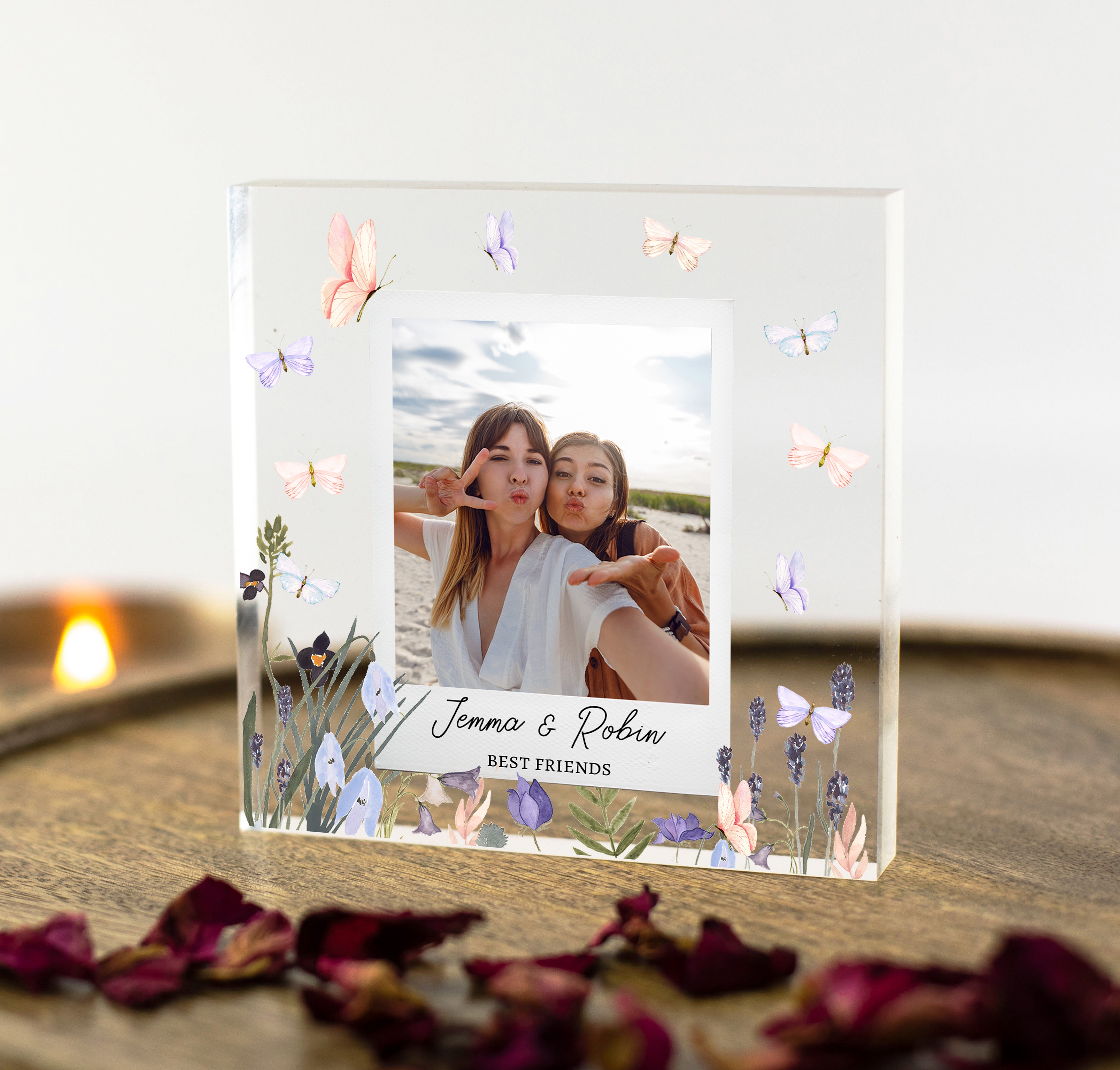 Best Friends Butterfly Polaroid - Acrylic Photo Block – PersonalisedBee