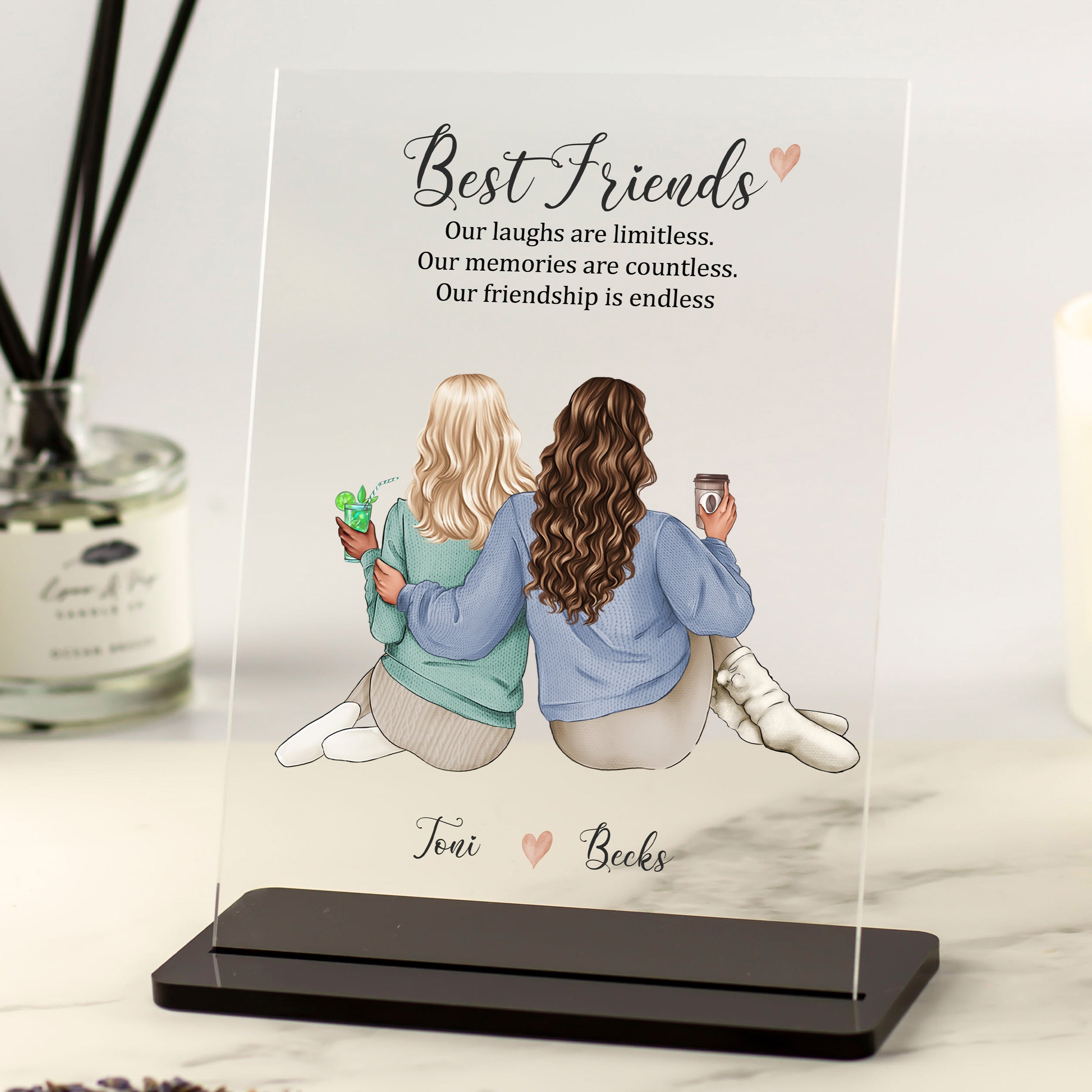 Personalised Best Friend Gift – Custom Acrylic Portrait Plaque With Qu ...
