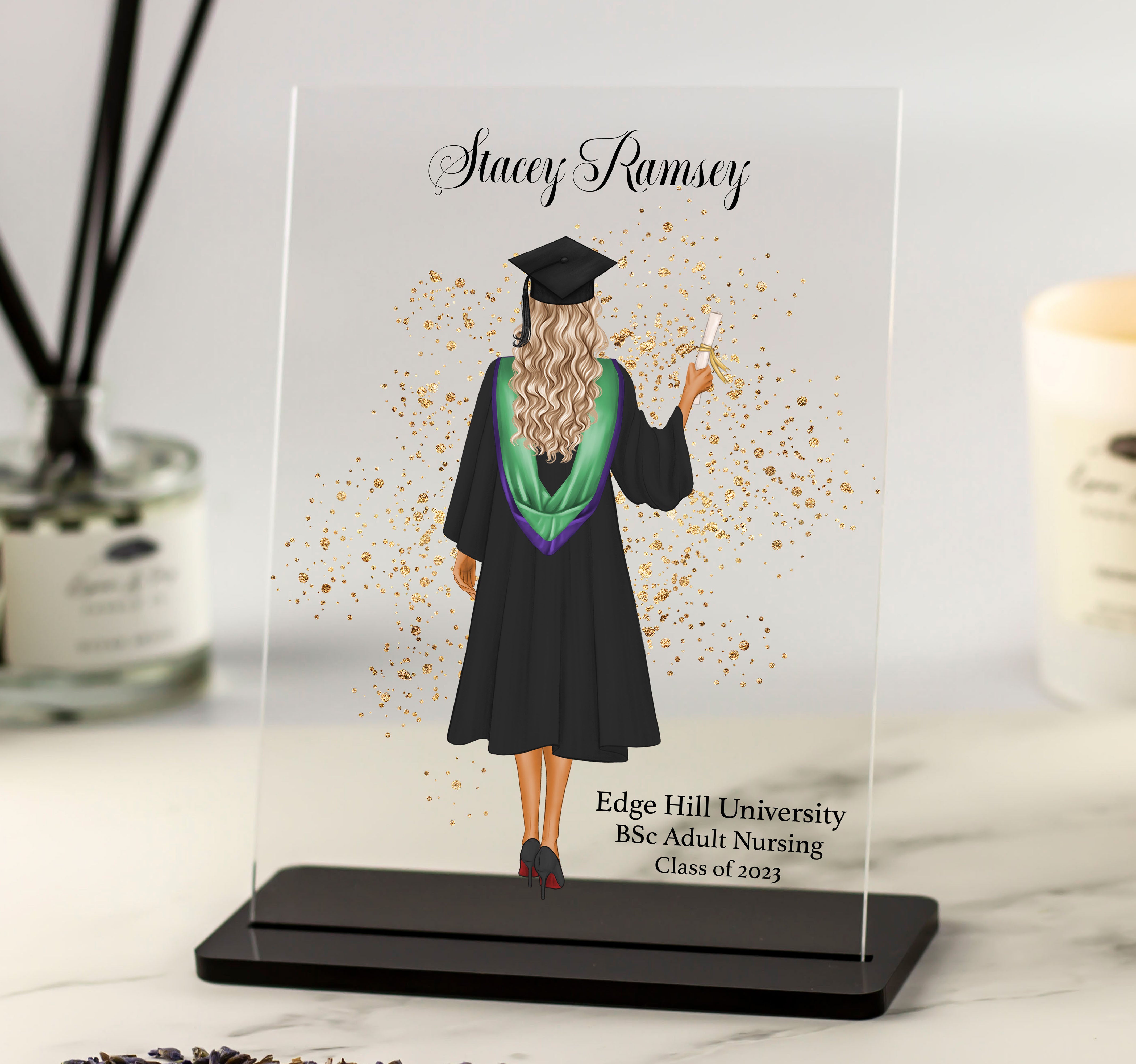 Graduation Gifts Glitter Background Graduation Plaque Gift for Her ...