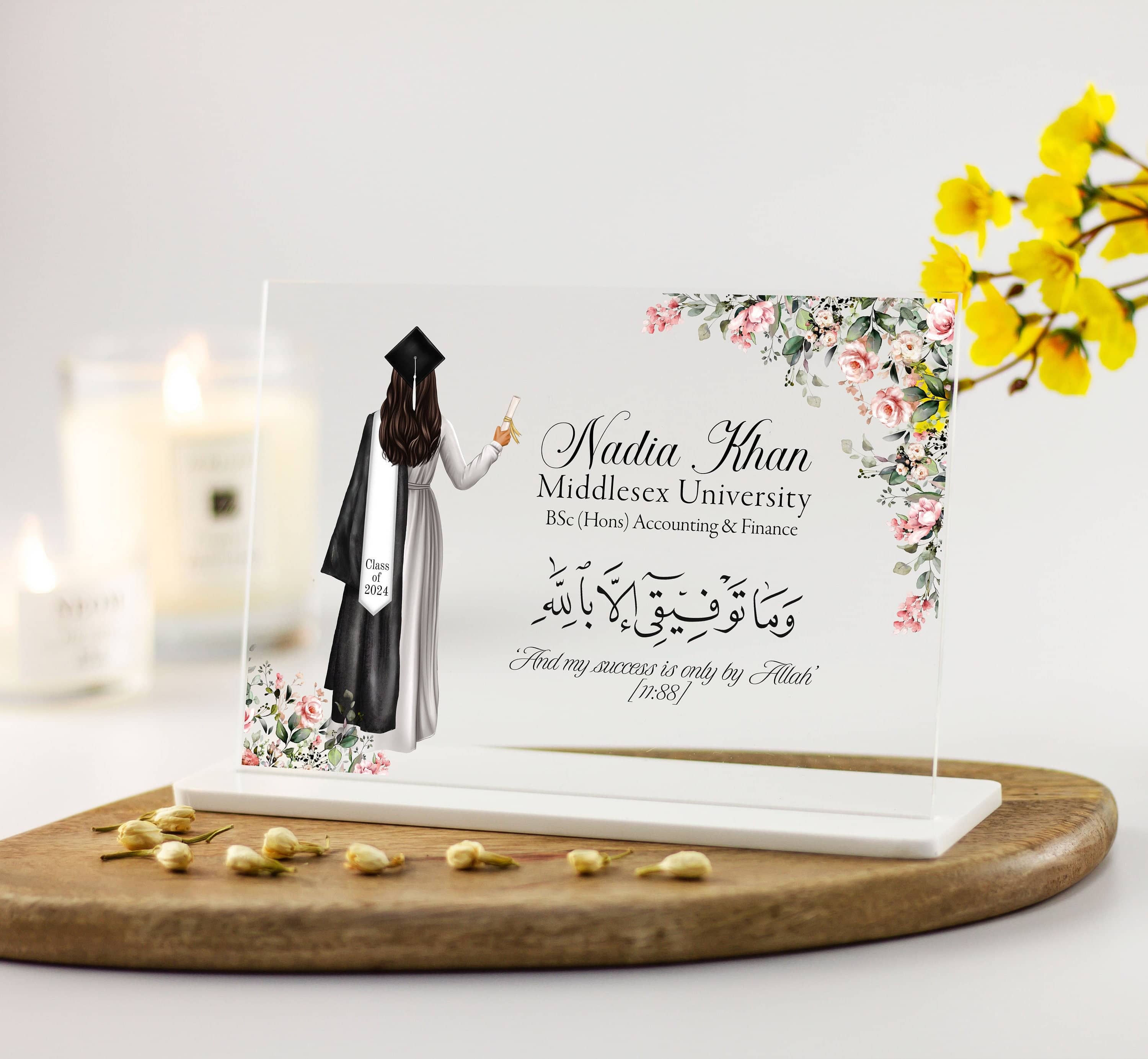Personalised Female Muslim Graduation Gift Acrylic Plaque, Hijab Islam ...
