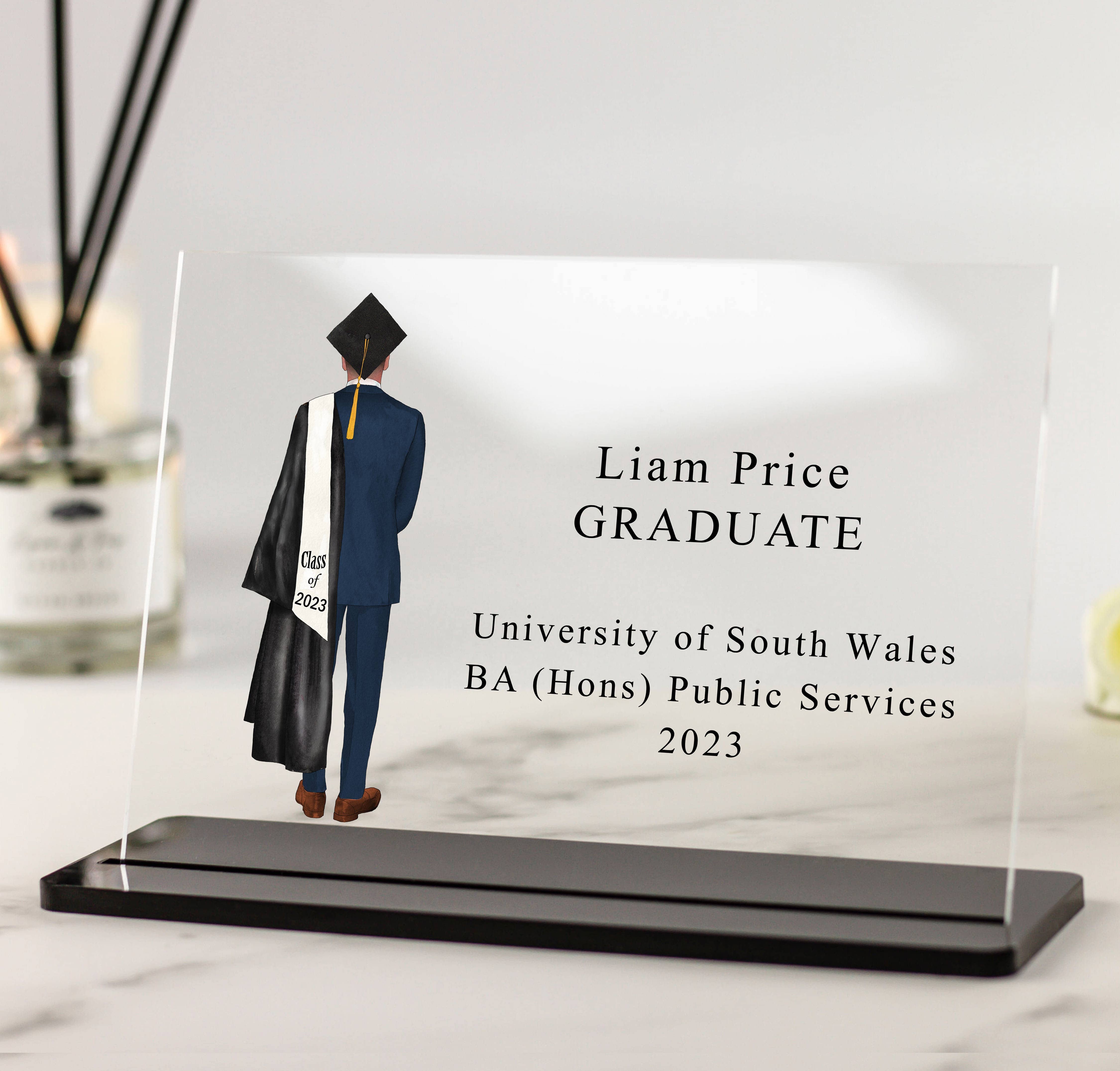 Male Graduation Gift Personalised Print Acrylic Plaque and Stand Keeps ...