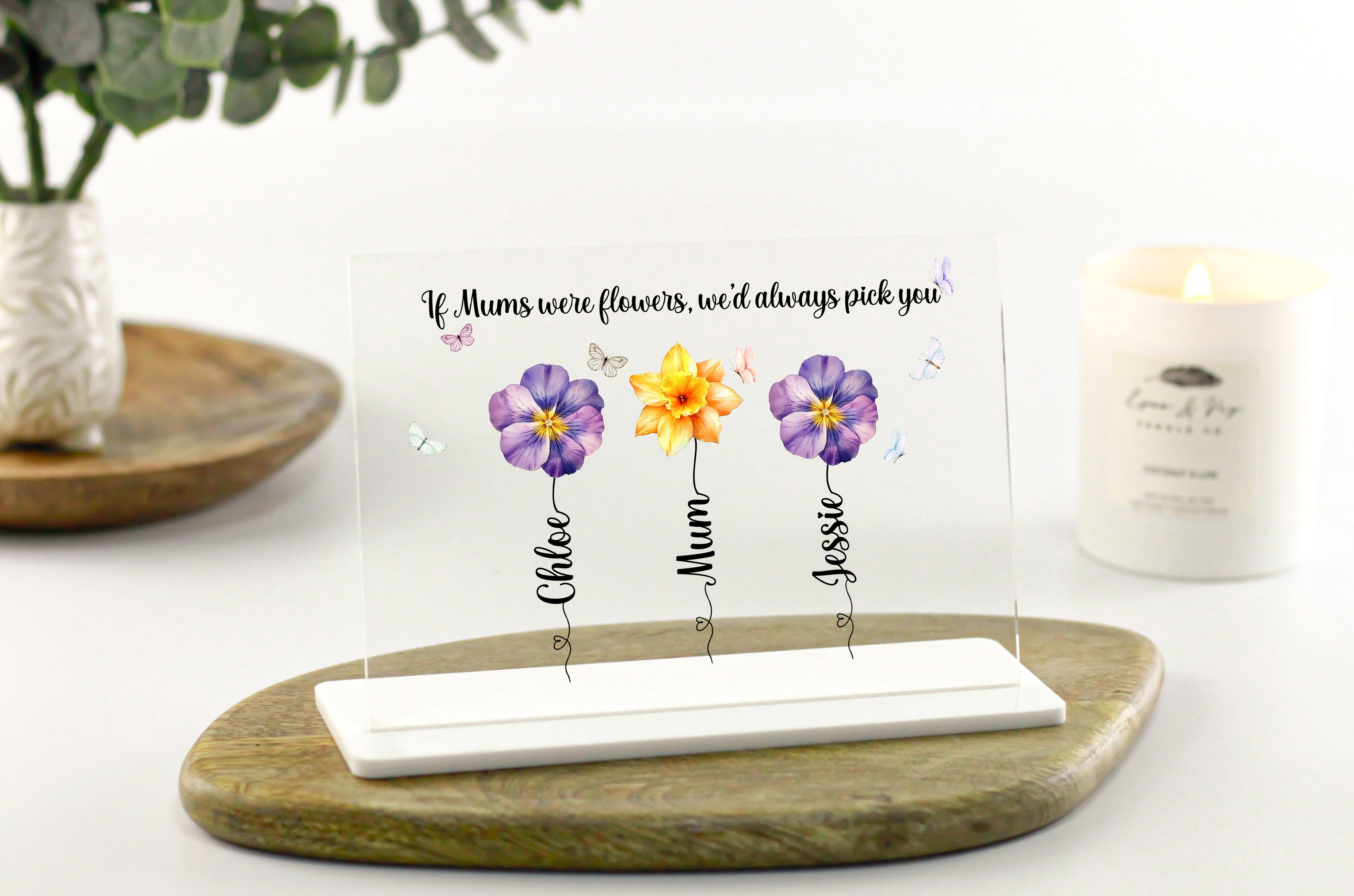 Personalised Birth Flower Acrylic Plaque - If Mum's were flowers we'd ...