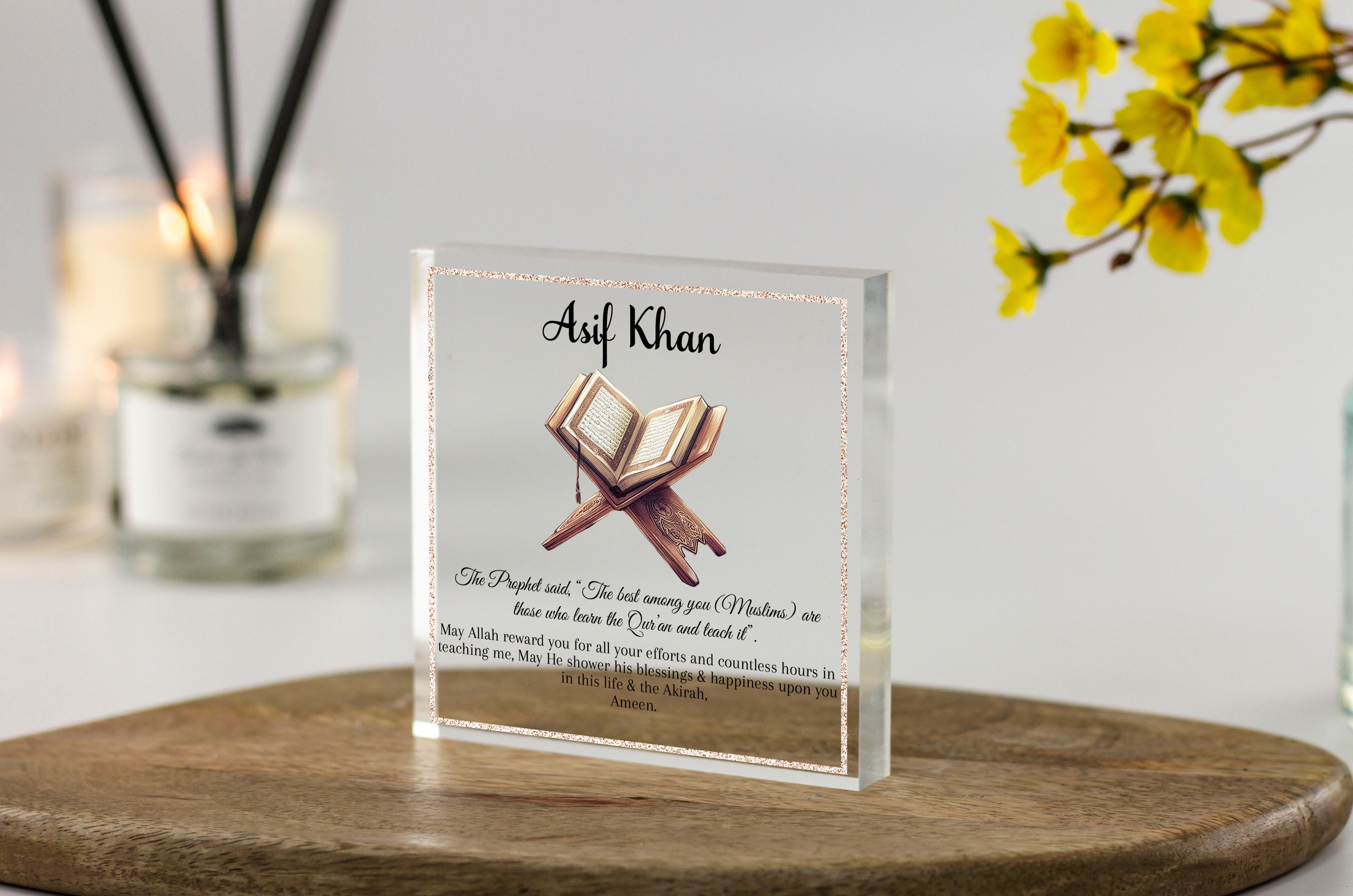 Quran Completion Gift Custom Acrylic Block – PersonalisedBee