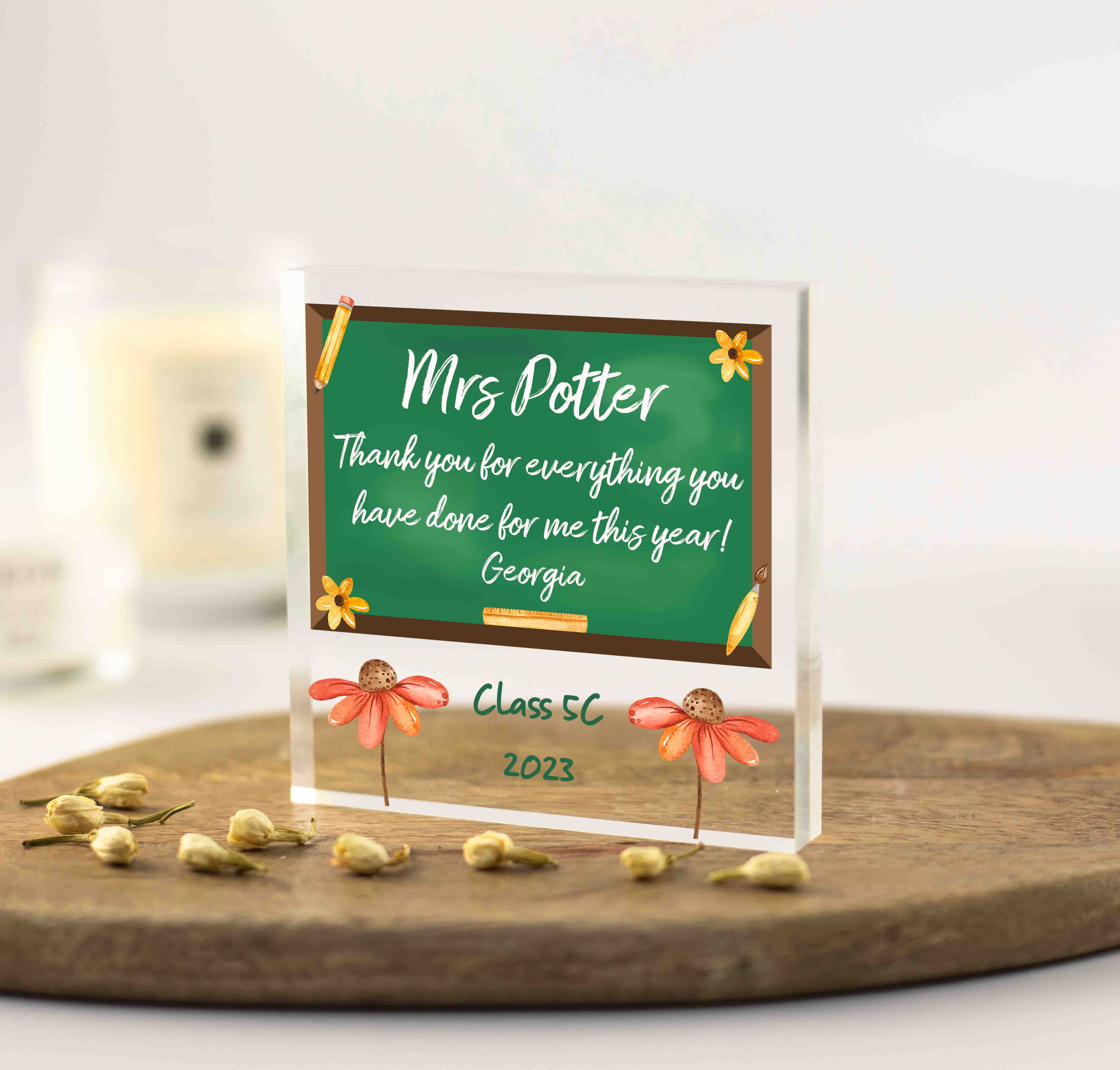 Thank you Teacher Chalkboard Design Block – PersonalisedBee