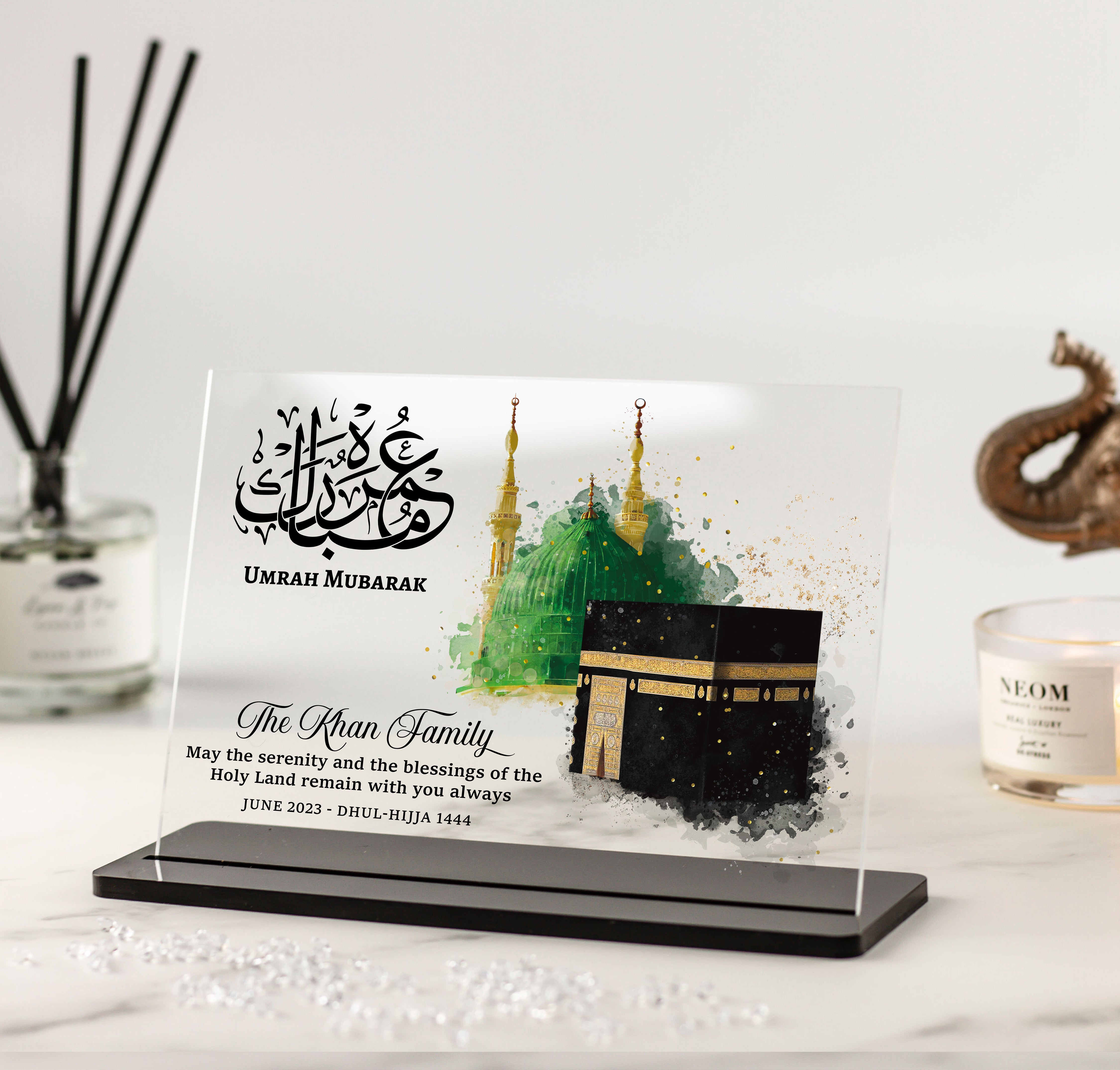 Umrah Mubarak Personalised Gift Clear Acrylic Plaque – PersonalisedBee