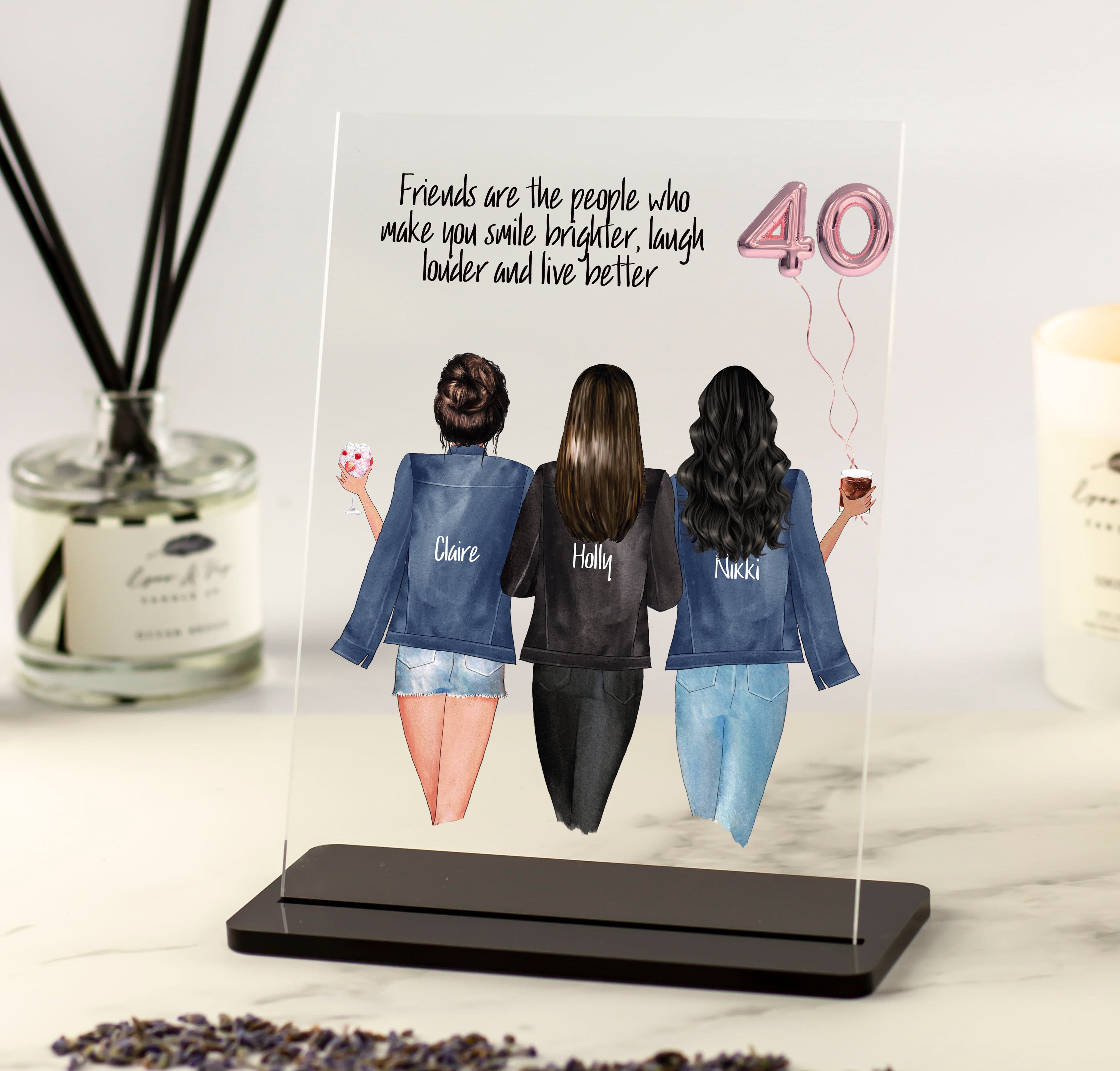 Friend Birthday Balloon Gift, 3 Friends - Personalised Acrylic Plaque ...