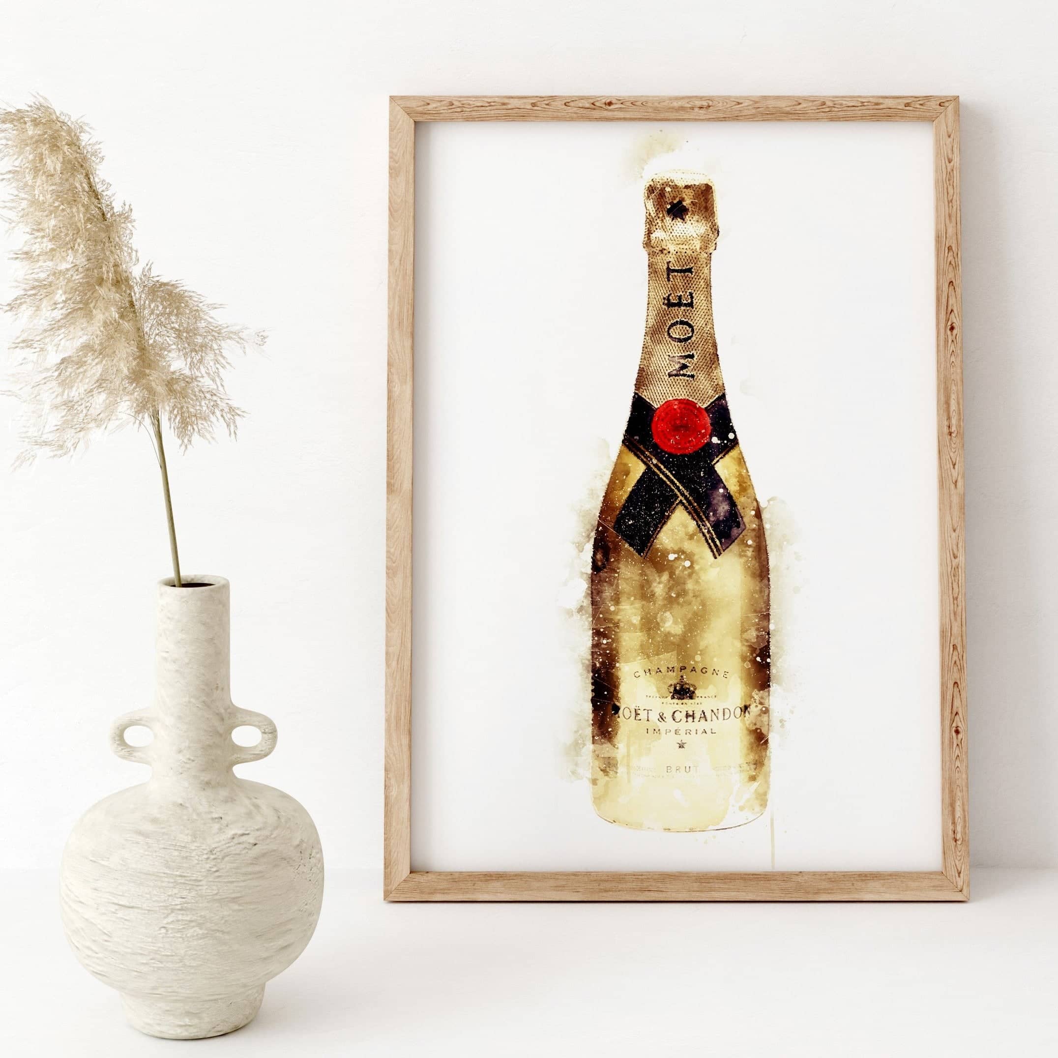 Gold Moet Champagne - Watercolour Print – PersonalisedBee