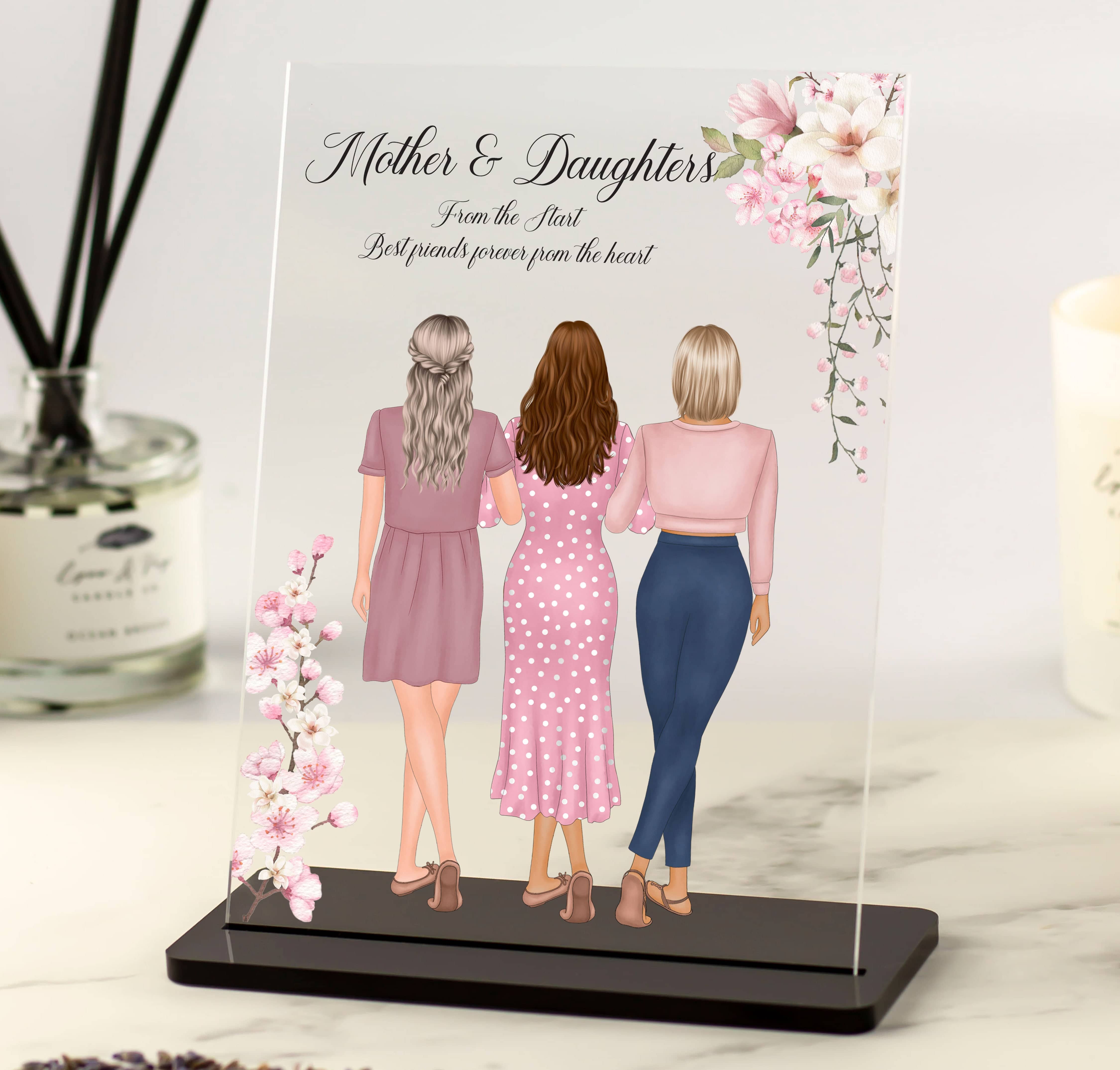 Mother and Daughters Plaque - Customisable Portrait Creator - Mother a ...