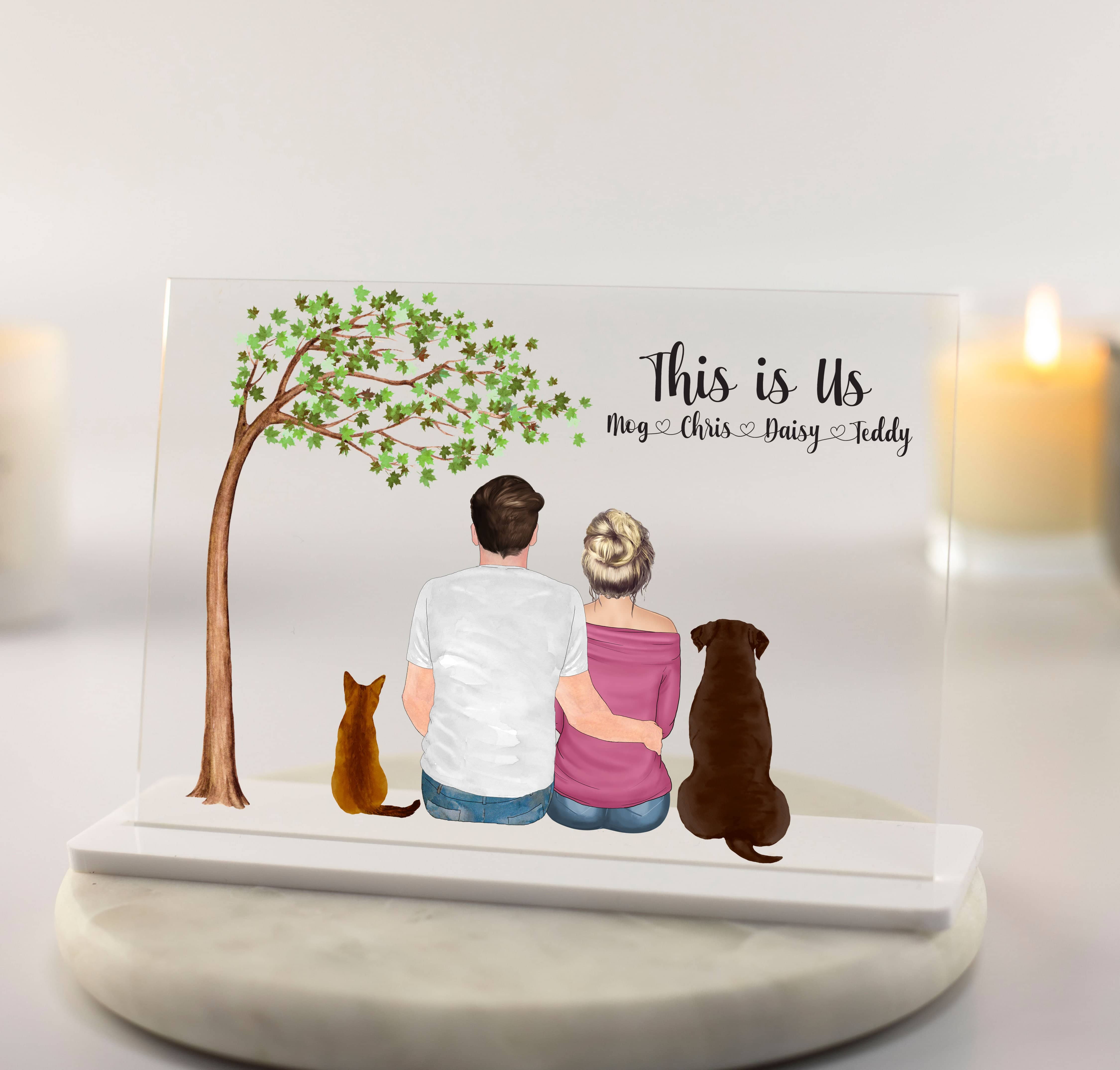 Personalised Couple Gift - Family and Pet Print This is Us Acrylic Pla ...