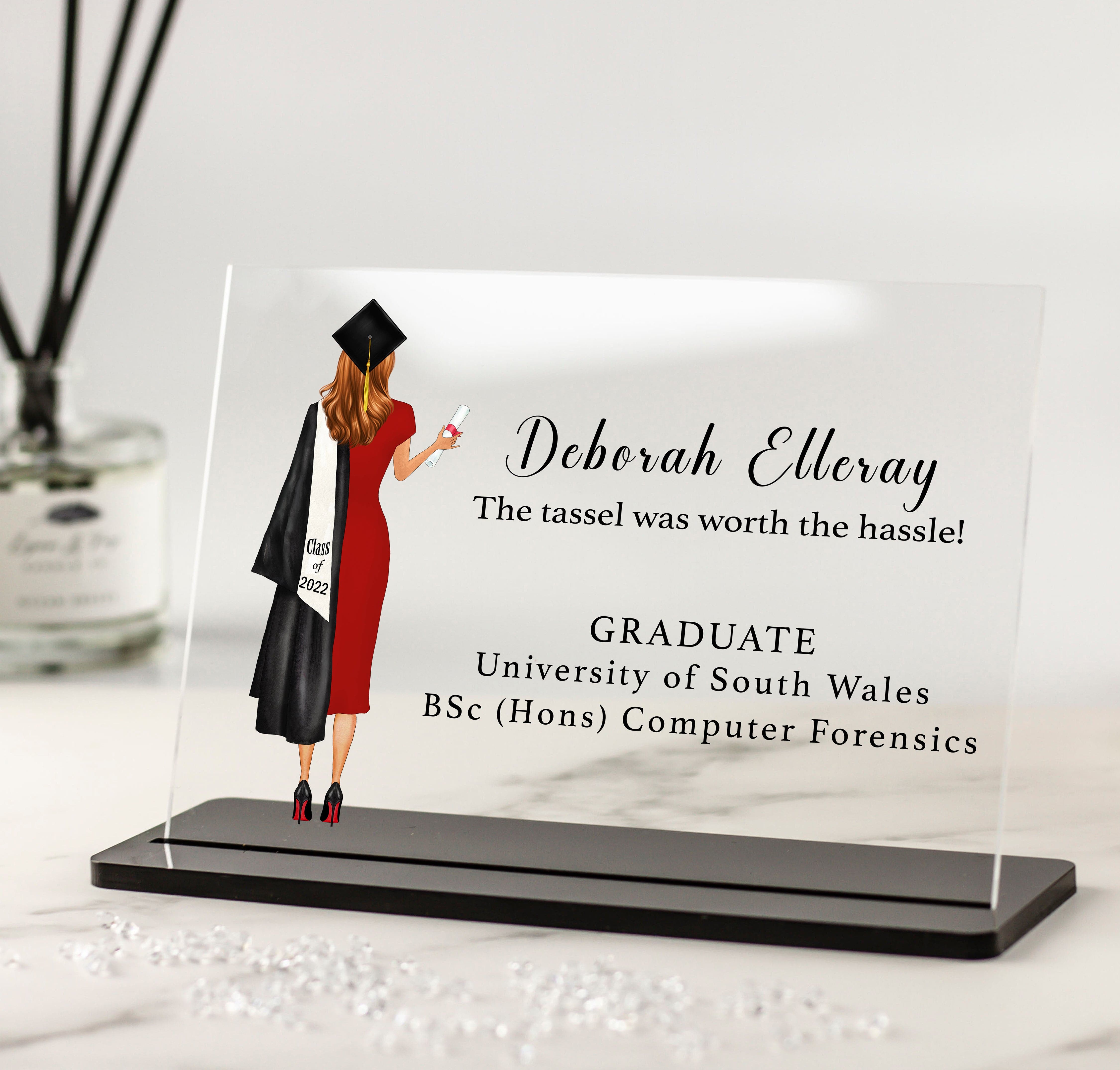 Graduation Gift for Her Transparent Acrylic Plaque - Customise skin co ...