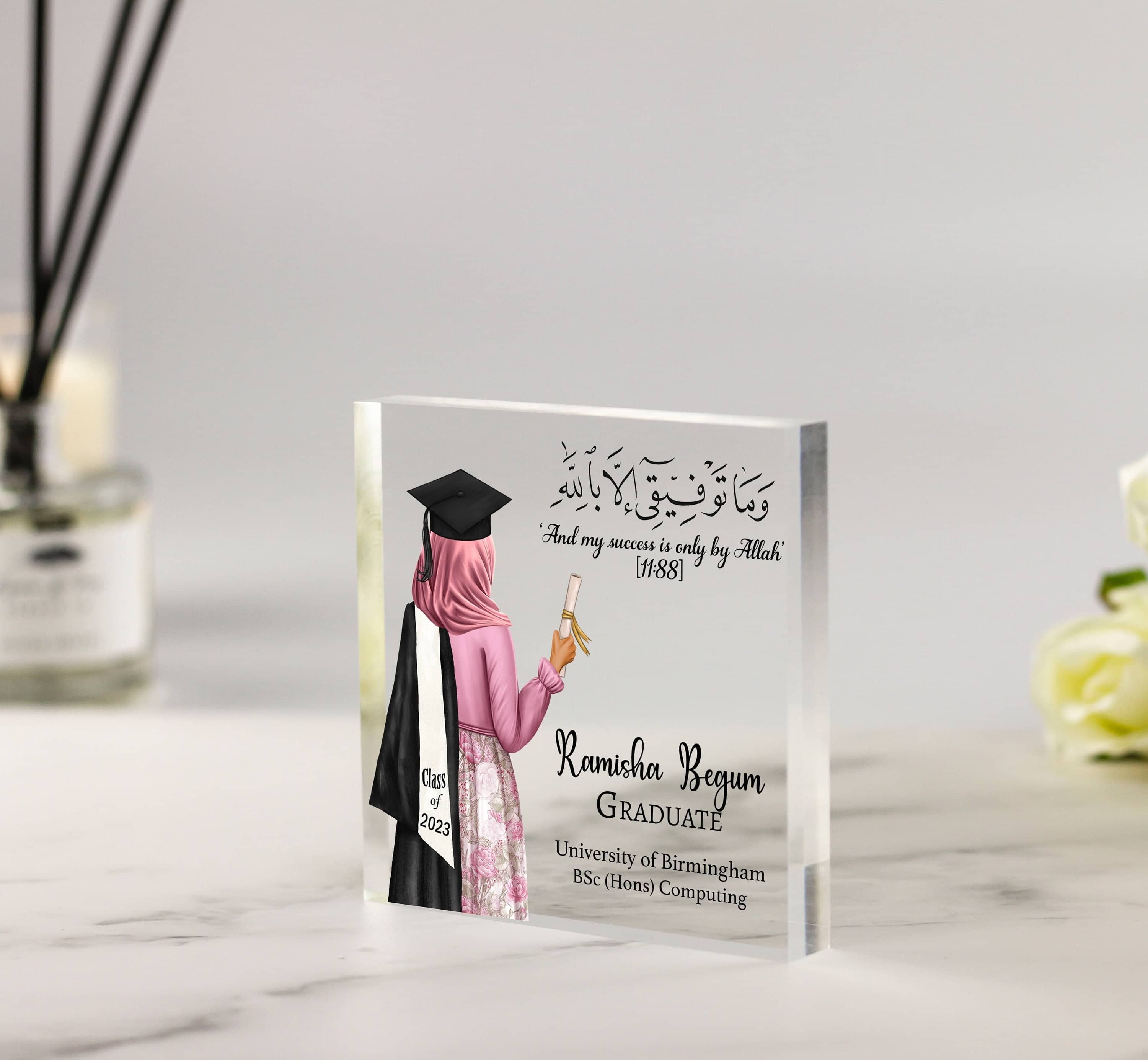 Muslim Graduation Gift for Her - Acrylic Block – PersonalisedBee