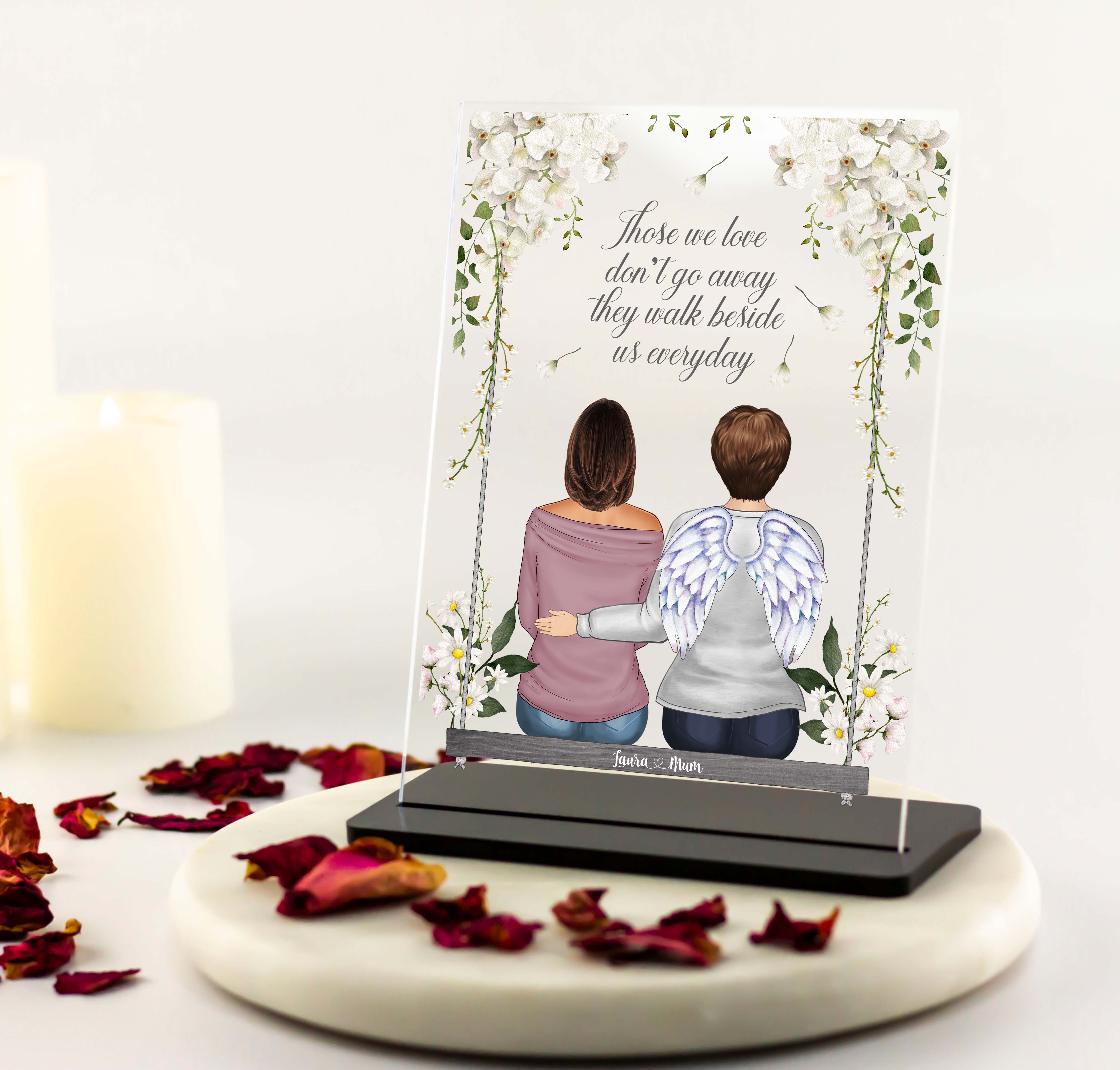 Memorial Plaque - Mother and Daughter Illustration Acrylic Plaque ...